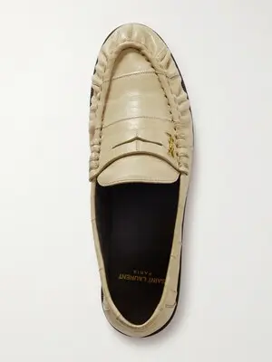 Saint Laurent Le Loafer Leather Loafers - Ivory