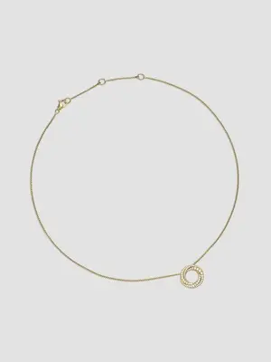 David Yurman Petite Pavé Crossover Pendant Necklace In 18k With Diamonds, 15.5mm - Gold