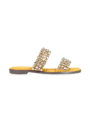 Sam Edelman Ezel Crystal-Embellished Slides - Golden Yellow
