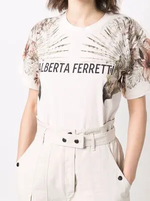 Alberta Ferretti Cotton Floral Print T-shirt