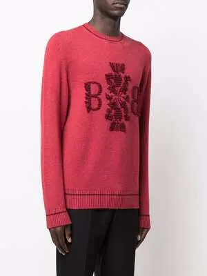 BARRIE Embroidered Cashmere Jumper - Red