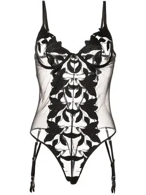 FLEUR DU MAL Lily Embroidered Bodysuit