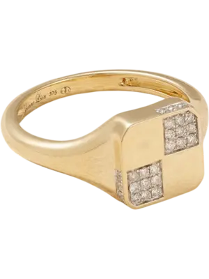 Yvonne Léon 9-karat Diamond Signet Ring - Gold