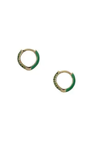 Fry Powers FRY POWERS Enamel Sparkle Huggie Earrings In Green Grass Green & Green Tsavorite