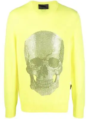 Philipp Plein Skull Logo Knitted Sweater - Yellow