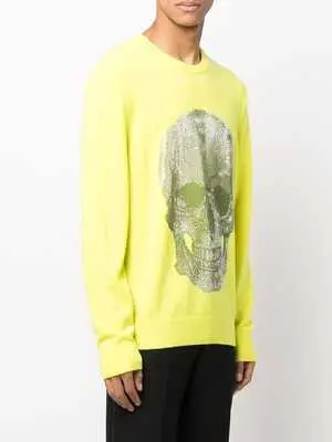 Philipp Plein Skull Logo Knitted Sweater - Yellow