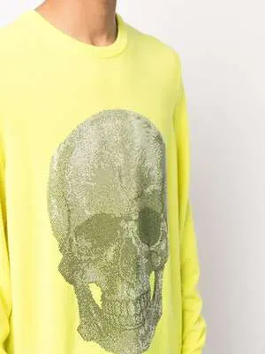 Philipp Plein Skull Logo Knitted Sweater - Yellow