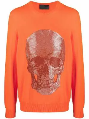 Philipp Plein Skull Print Sweater - Orange