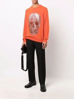 Philipp Plein Skull Print Sweater - Orange