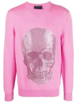 Philipp Plein Iconic Skull Crewneck Sweater - Pink