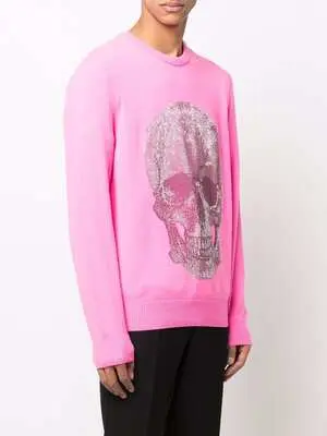 Philipp Plein Iconic Skull Crewneck Sweater - Pink