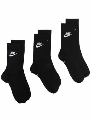 Nike Three-pack Logo-print Crew Socks - Black