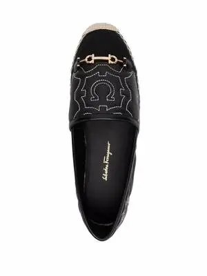 FERRAGAMO Gancini Logo-embroidered Espadrilles