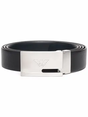 Emporio Armani Logo-buckle Leather Belt - Black
