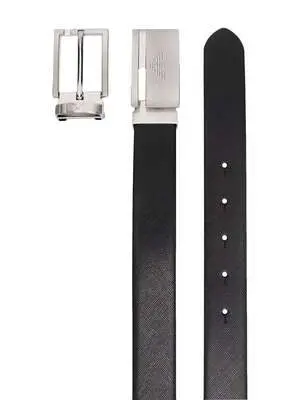 Emporio Armani Logo-buckle Leather Belt - Black
