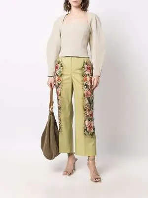 Alberta Ferretti Floral Print Flared Leg Trousers