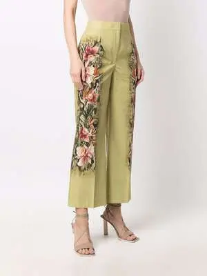 Alberta Ferretti Floral Print Flared Leg Trousers