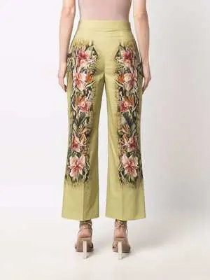Alberta Ferretti Floral Print Flared Leg Trousers