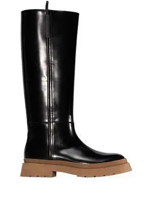 Brunello Cucinelli Knee-high Lug Sole Leather Boots