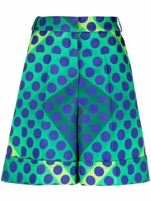 Rabanne High-waisted Graphic-print Shorts - Green