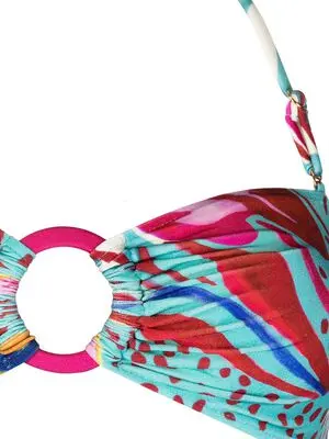 PatBO Floral-print Bandeau Bikini Top - Green