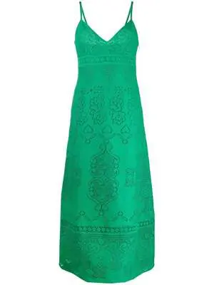 Valentino Garavani Heavy Lace Long Dress - Green