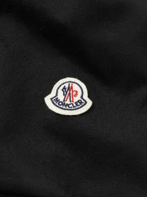 Moncler Slim-fit Logo-appliquéd Contrast-tipped Cotton-blend Jersey T-shirt - Black