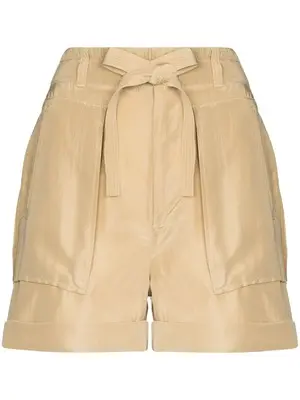 Polo Ralph Lauren Paperbag-waist Silk Shorts - Neutrals