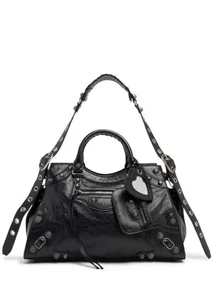 Balenciaga BALENCIAGA Neo Cagole City Leather Shoulder Bag - Black