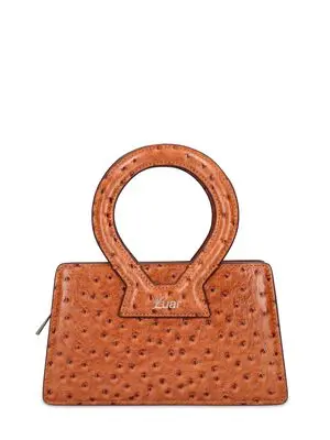 LUAR Anna Small Leather Top Handle Bag Tan Ostrich