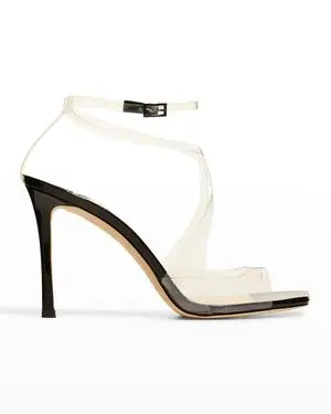 JIMMY CHOO Azia Clear Plexi Ankle-strap Sandals - Black/clear