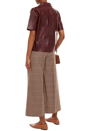JOSEPH Cropped Checked Woolblend Twill Wideleg Pants