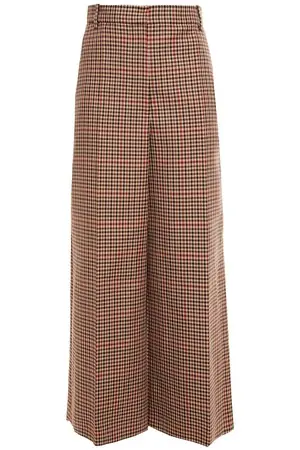 JOSEPH Cropped Checked Woolblend Twill Wideleg Pants