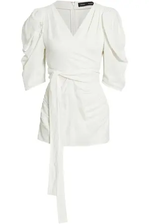 Proenza Schouler Wrapeffect Ruched Silkshantung Top - Off-white