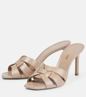 Saint Laurent Tribute 85 Leather Sandals - Beige