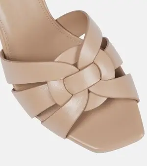 Saint Laurent Tribute 85 Leather Sandals - Beige