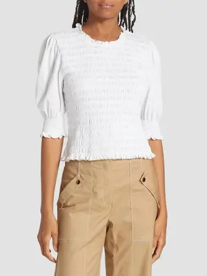 Veronica Beard Langston Smocked Top