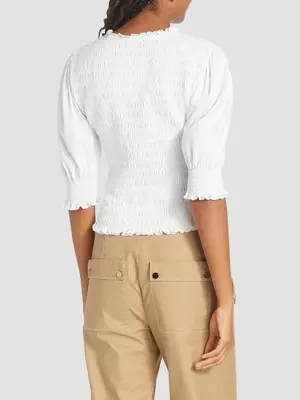 Veronica Beard Langston Smocked Top