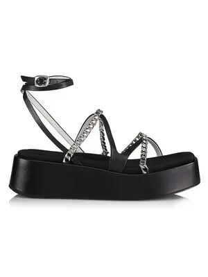 Rag & Bone Women's Logan Strappy Leather Flatform Sandals - Black  - Black