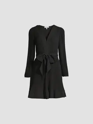 MILLY Liv Pleated Belted Minidress - Black