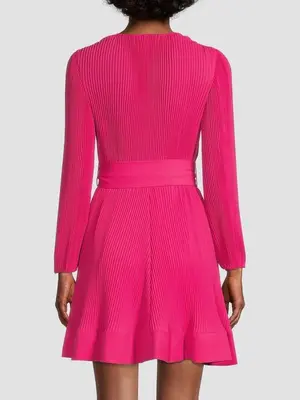 MILLY Liv Pleated Belted Minidress - Milly Pink