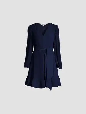 MILLY Liv Pleated Belted Minidress - Navy