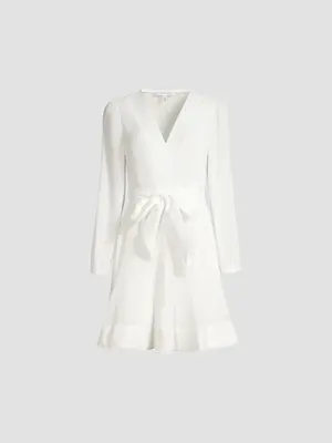 MILLY Liv Pleated Belted Minidress - White