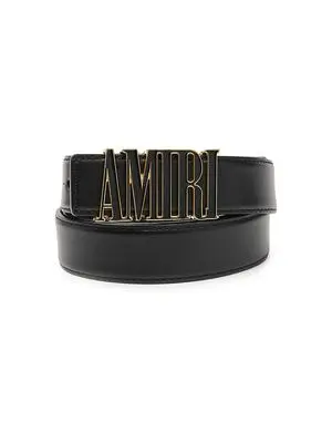 Amiri Men's Nappa Leather Logo Belt - Gold Black - Size 36 - Gold Black  - Gold Black