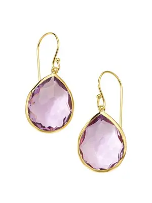 Ippolita Rock Candy 18k Green & Amethyst Teardrop Earrings - Gold