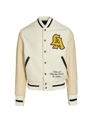 PURPLE BRAND LA Varsity Jacket - Gold White