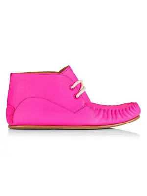 Loewe Men's Leather Ankle Boots - Neon Pink  - Neon Pink