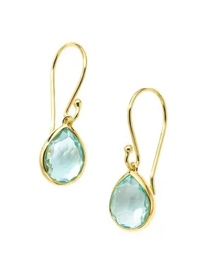 Ippolita Rock Candy 18k Green Gold & -topaz Teeny Teardrop Earrings - Blue