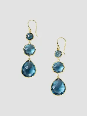 Ippolita Rock Candy Crazy 8's 18k Green Gold & London--topaz Drop Earrings - Blue