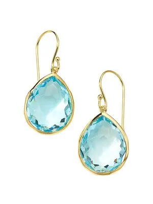 Ippolita Rock Candy 18k Green & Blue-topaz Teardrop Earrings - Gold